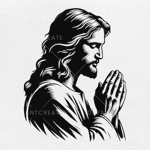 Jesus Praying SVG Bundle: Vintage Christian Clipart (digital Download ...