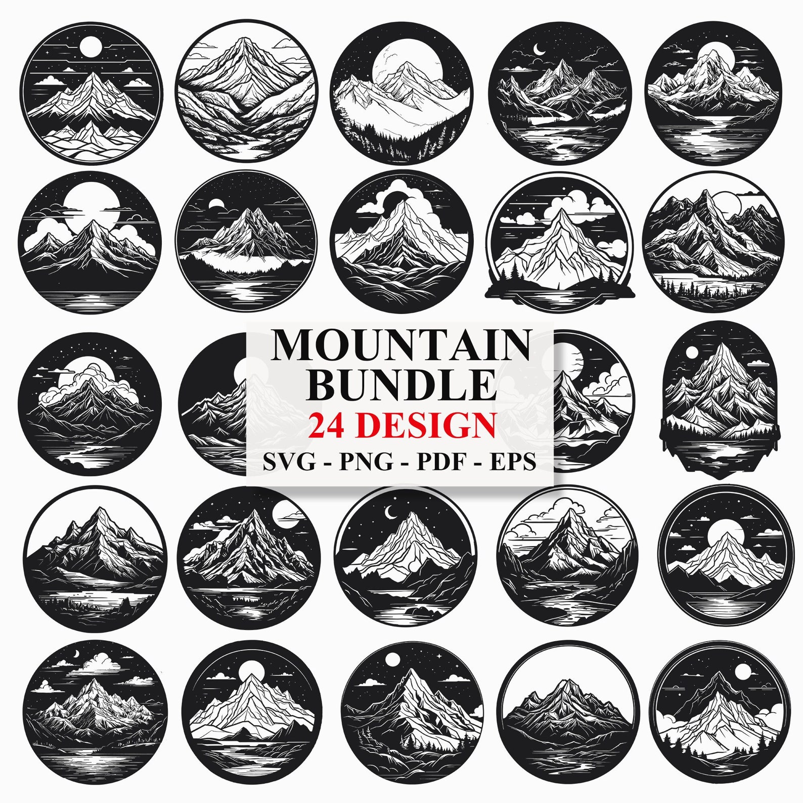 Mountain Svg, Mountain Design SVG Bundle, Mountain Design Svg, Mountain ...
