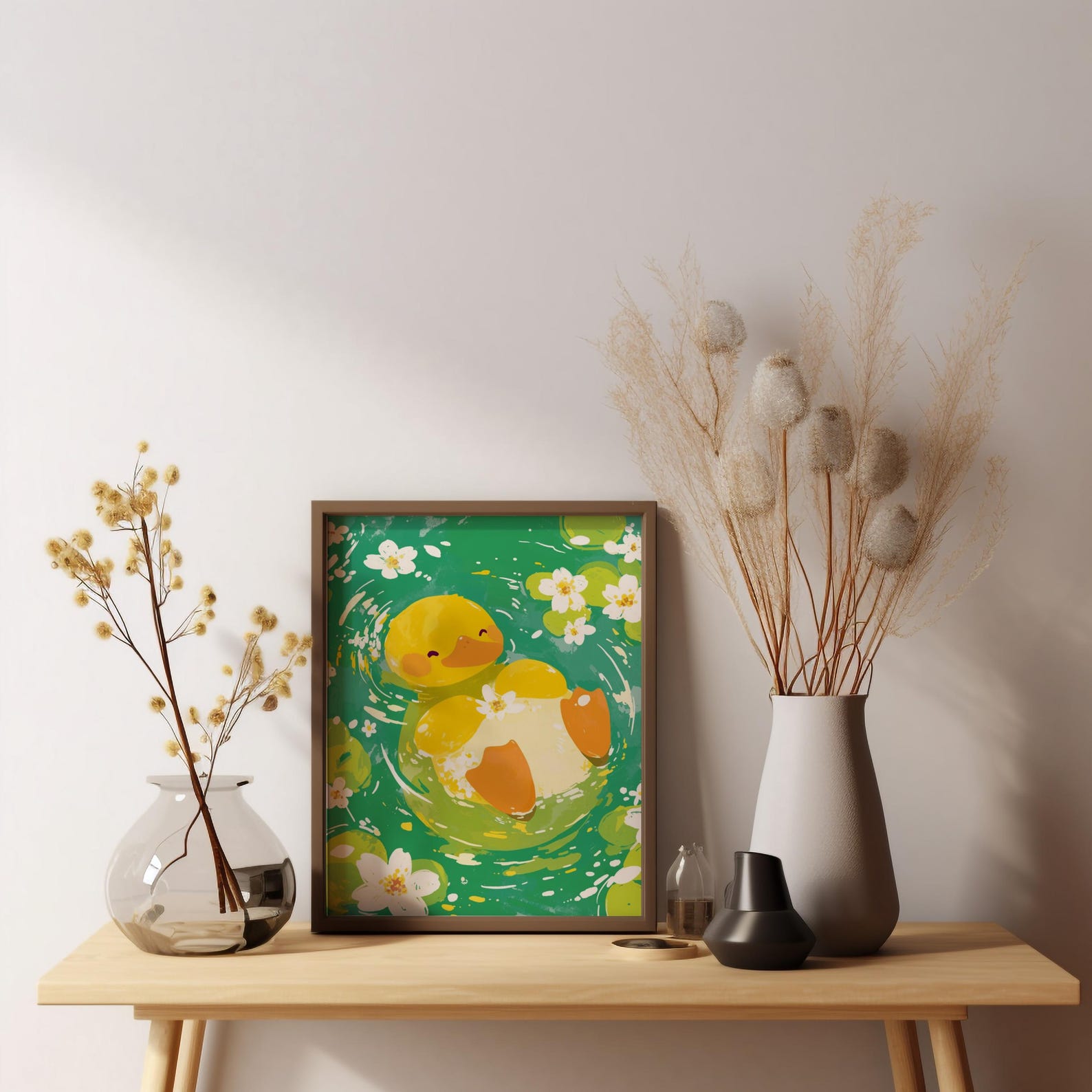 Anime Duck Wall Art Cute Kawaii Duck Art Print Bathroom Decor Duck ...