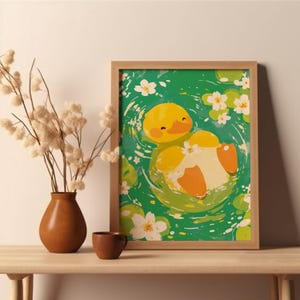 Anime Duck Wall Art Cute Kawaii Duck Art Print Bathroom Decor Duck ...