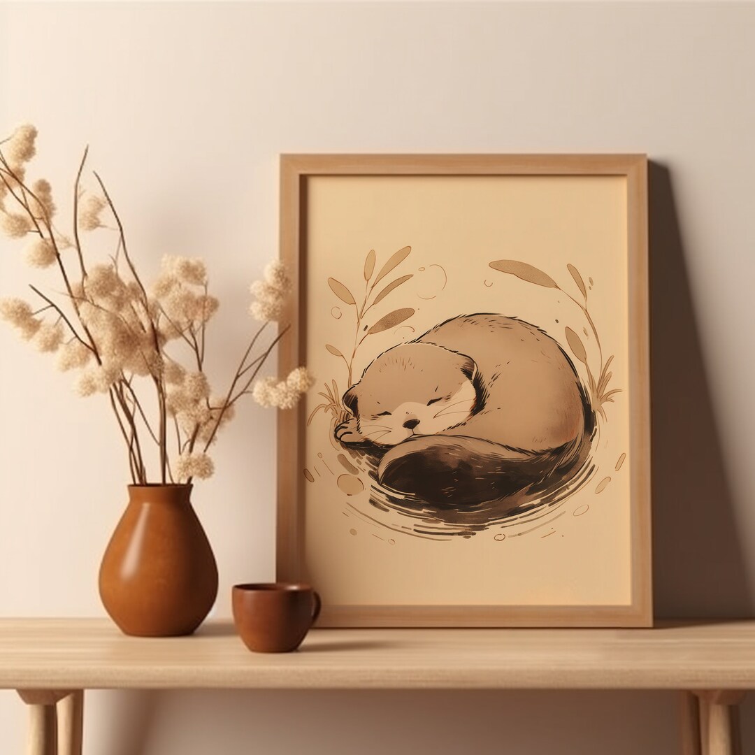 Sleep Otter Asia Art Cute Sleep Otter Print Block Edo Period for ...