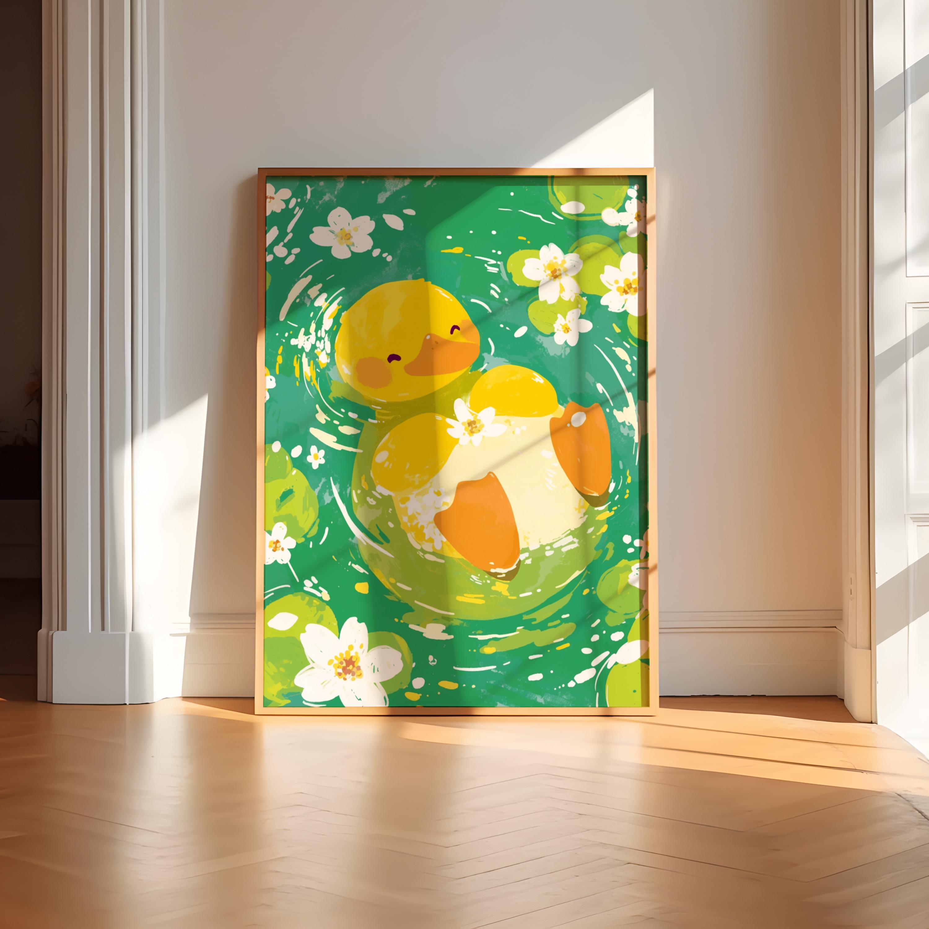 Anime Duck Wall Art Cute Kawaii Duck Art Print Bathroom Decor Duck ...