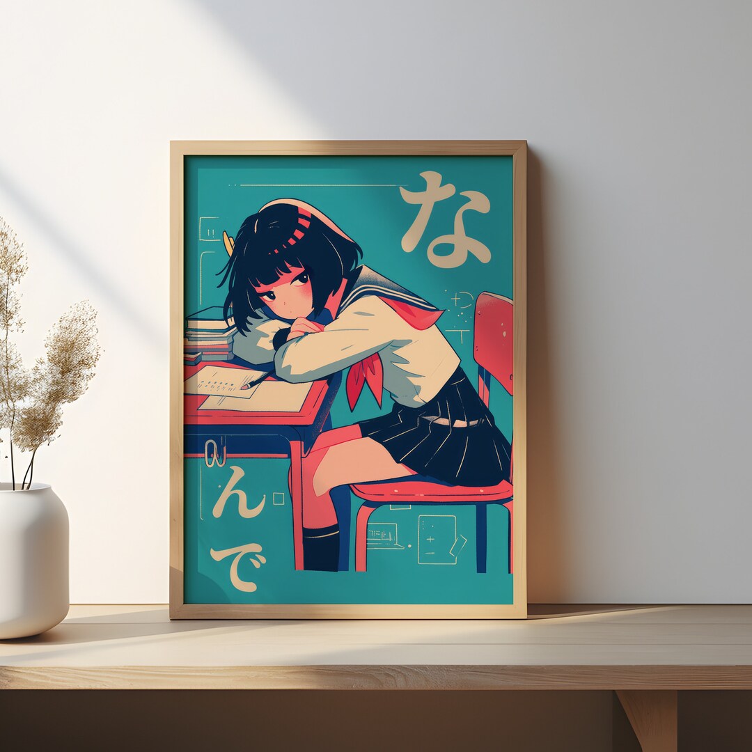 Why? Anime School Girl Art Print, Nande/naze Japanese Poster, Funny ...