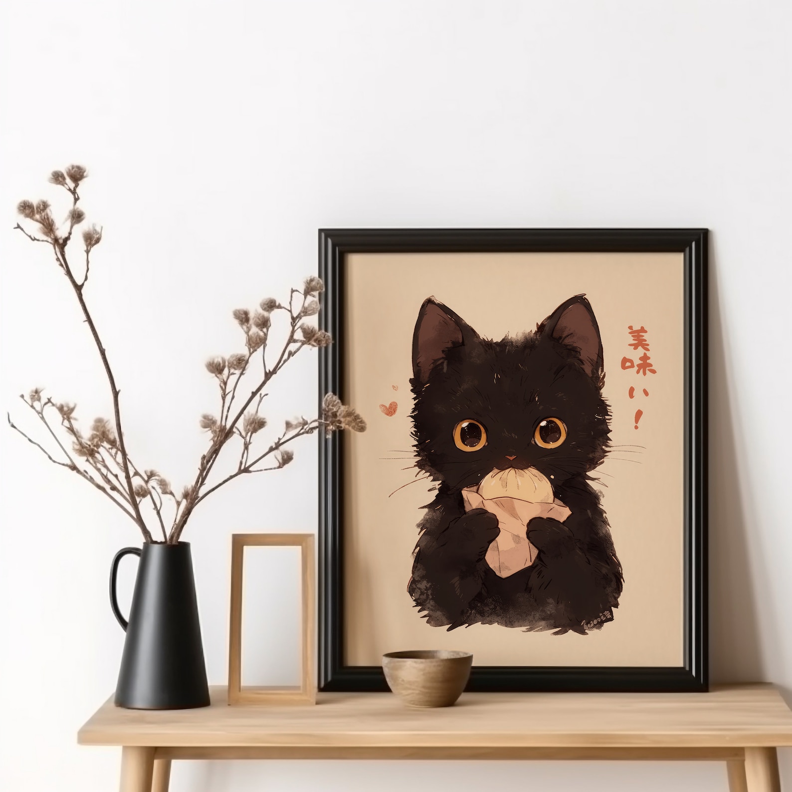 Dumpling Cat Art Print, Umai! Japanese Delicious! Dumpling Illustration ...