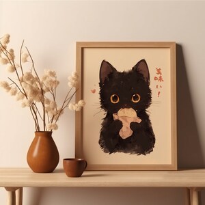 Dumpling Cat Art Print, Umai! Japanese Delicious! Dumpling Illustration ...