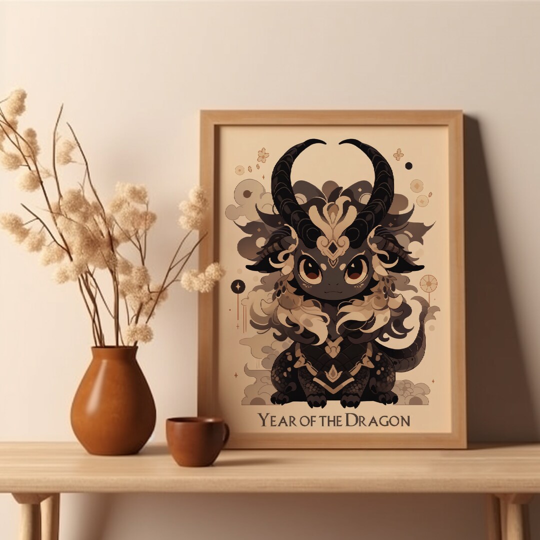 Lunar Year Dragon Poster Lunar Year Earth Dragon Chinese Art Zodiac ...