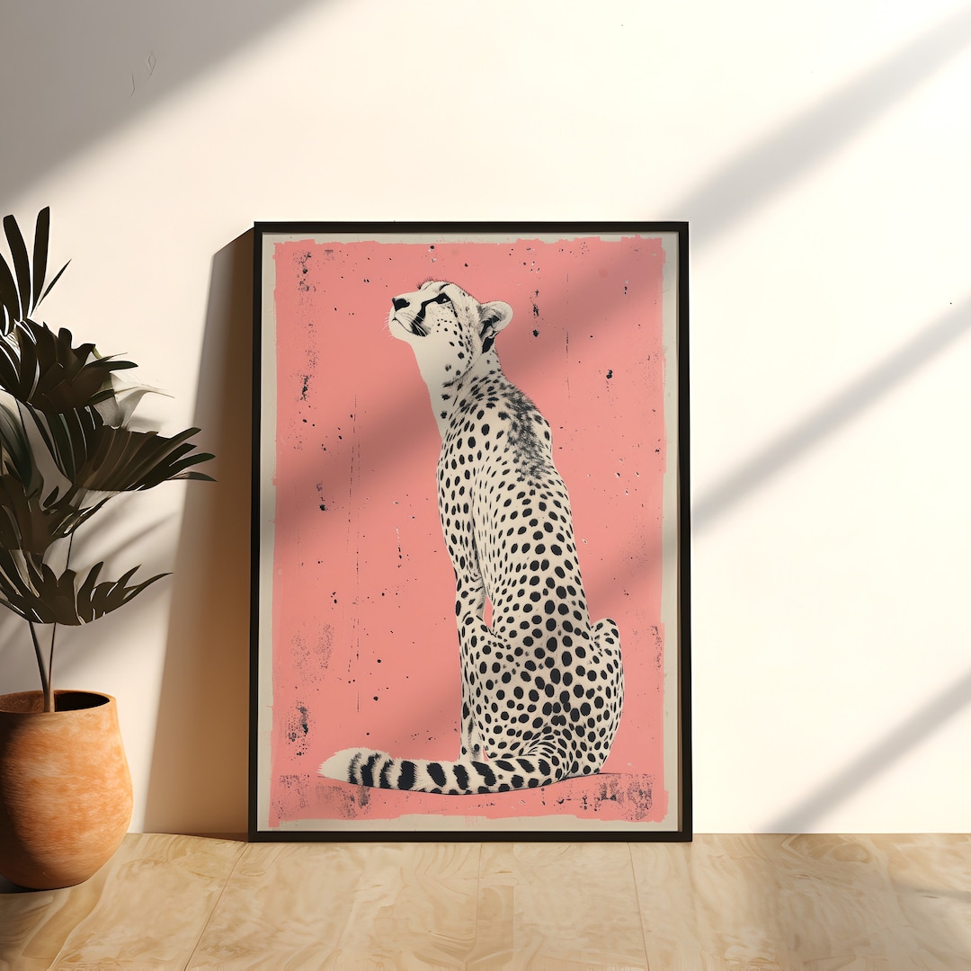 Snow Leopard Poster, Pink Leopard Wall Art, Jungle Poster, Animal Art ...