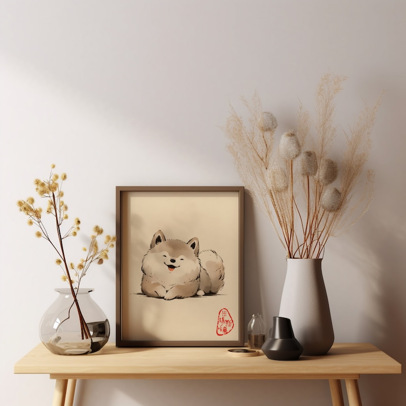 Cute Japanese Dog Art Print Shibe Japanese Wall Decor Woodblock Poster ...