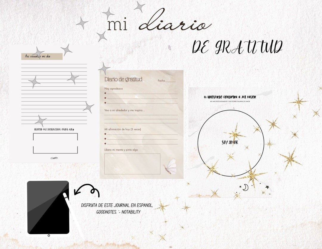 Diario De Gratitud: Spanish Guided Journal for Goodnotes, Notability ...