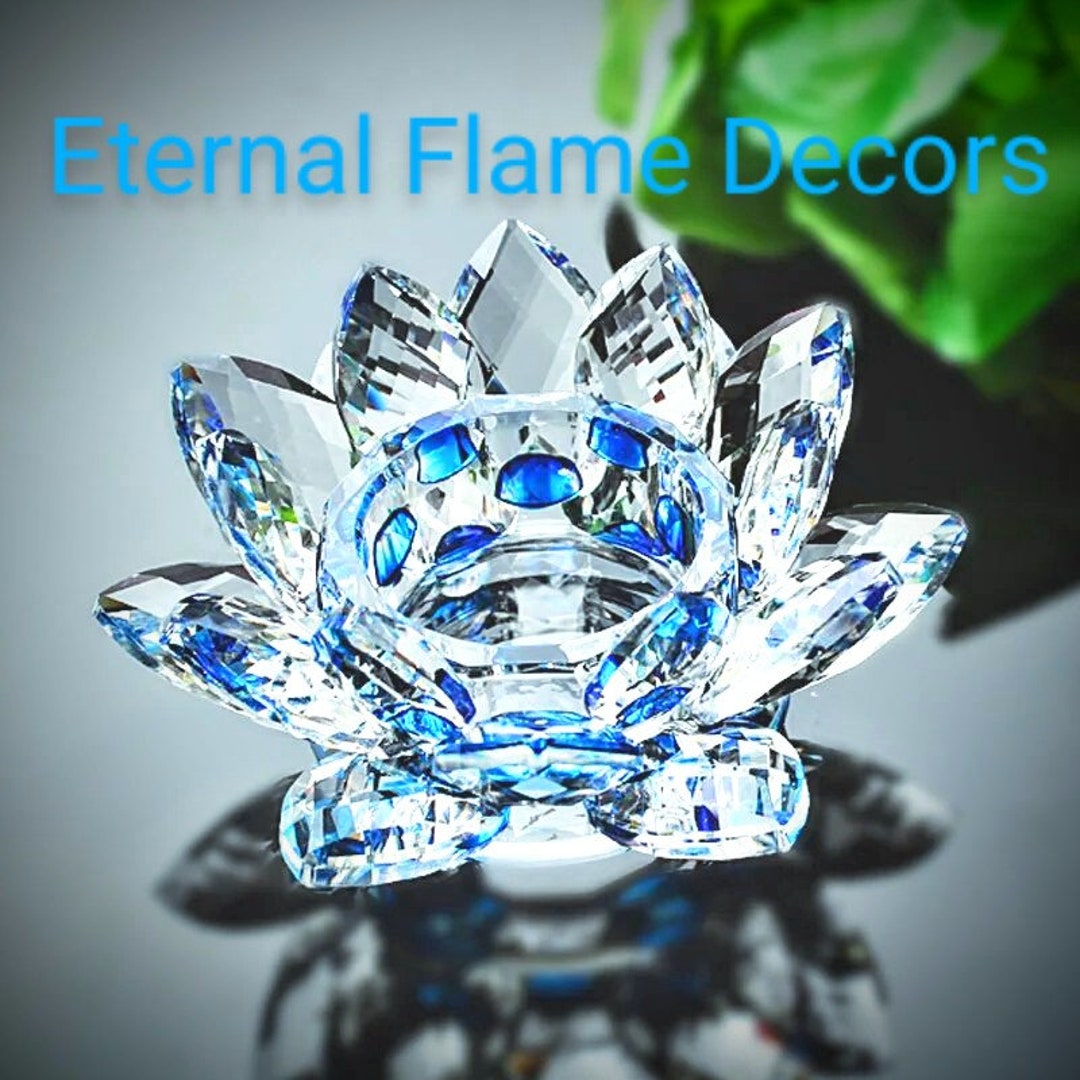 Blue Crystal Lotus Flower Capiz Shell Candle Holder - A Real Jewel of a ...