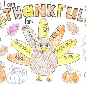 Fall Thanksgiving Coloring Placemats for Kids/coloring Thanksgiving ...