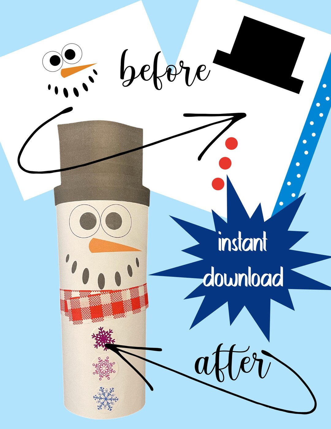 Snowman Craft for Kids/snow Crafts/winter Crafts/kids Winter Crafts ...