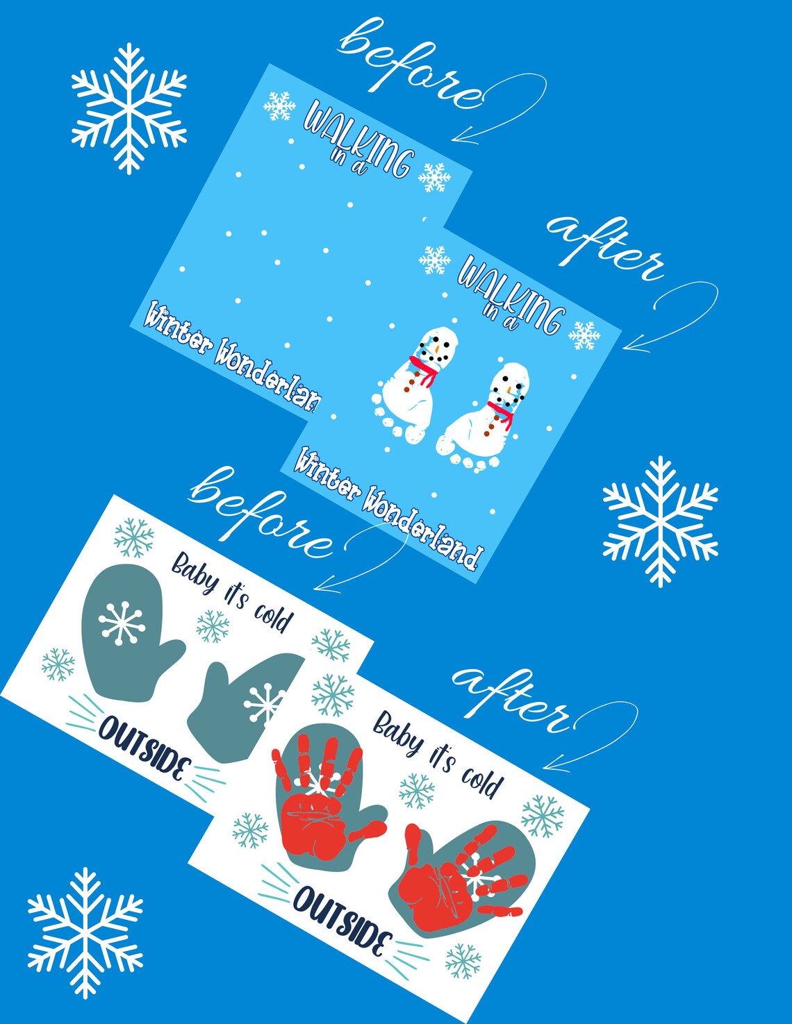 Winter Handprint Footprint Art Bundle/winter Handprint Craft/preschool ...