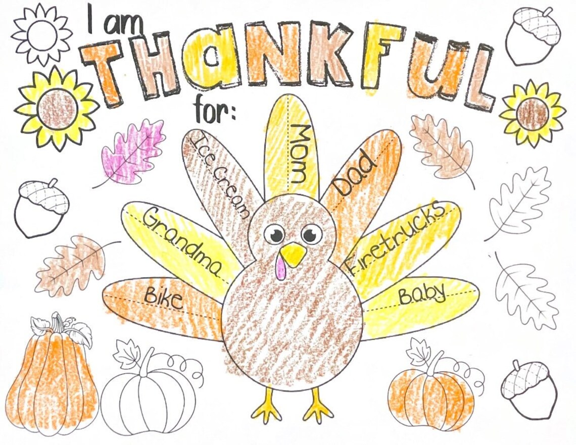 Fall Thanksgiving Coloring Placemats for Kids/coloring Thanksgiving ...