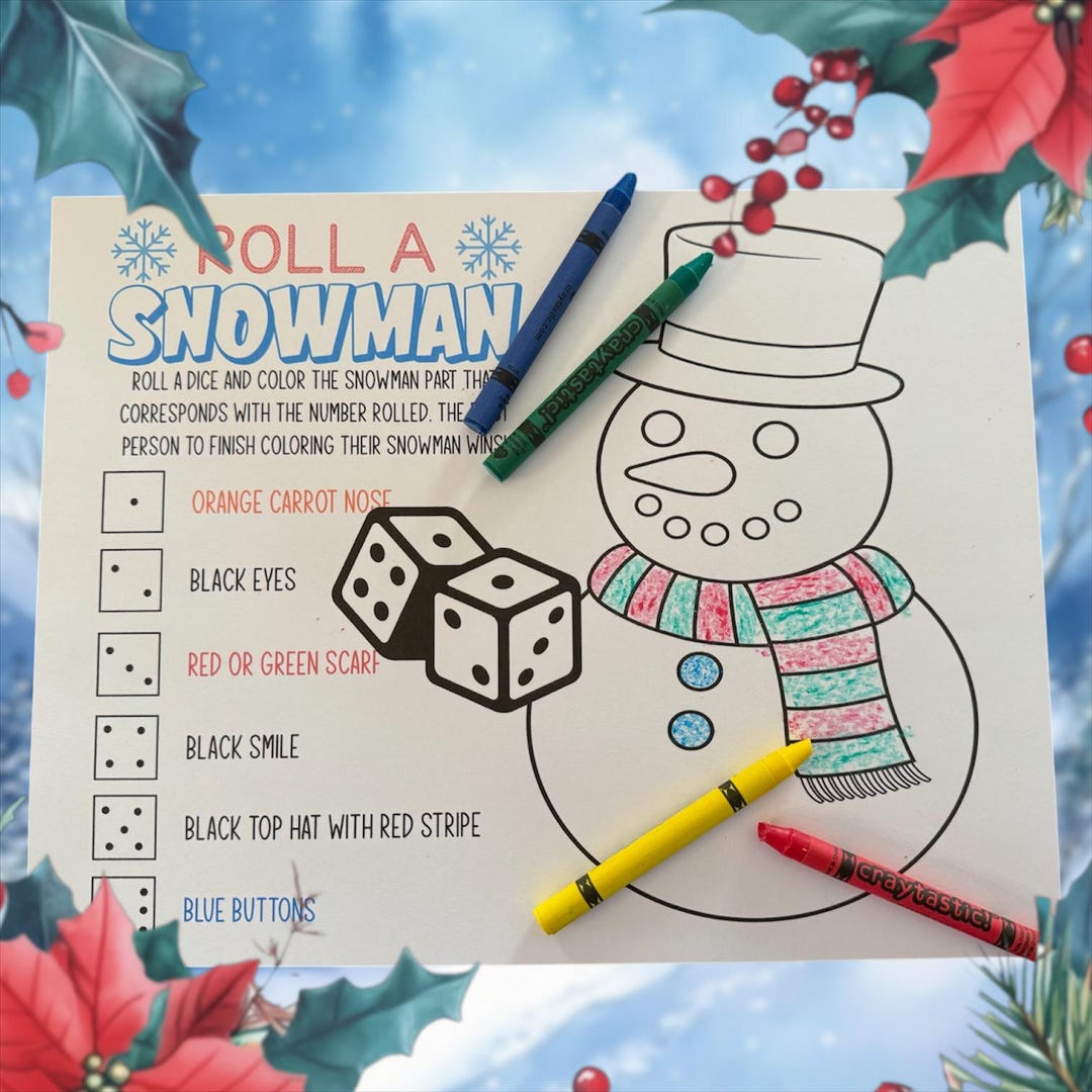 Roll a Snowman /dice Game / Winter Game/ January Game /new Years Game ...