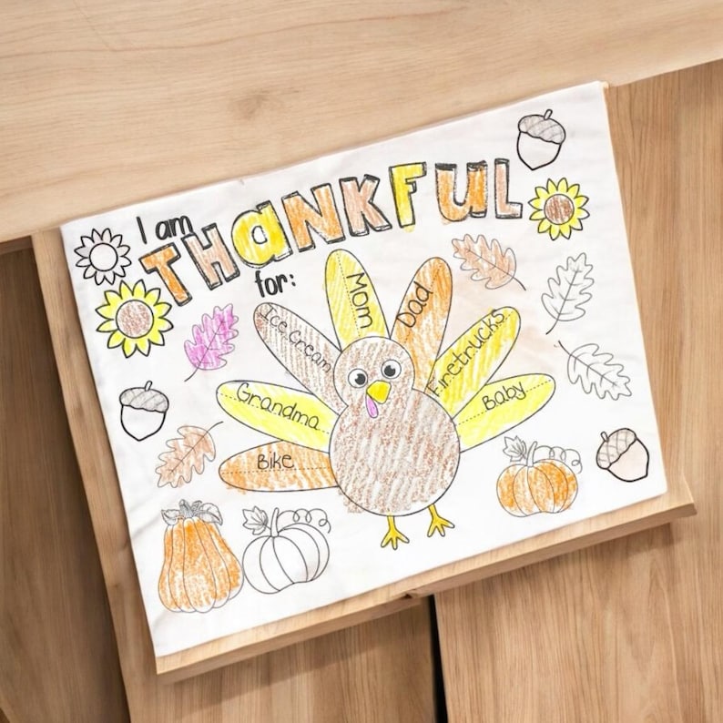 Fall Thanksgiving Coloring Placemats for Kids/coloring Thanksgiving ...