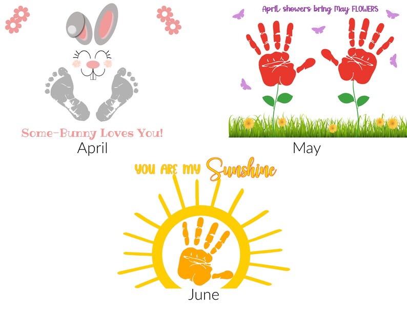 Personalized 2024 Handprint Calendar/ Art Craft / DIY Gift Child Baby ...