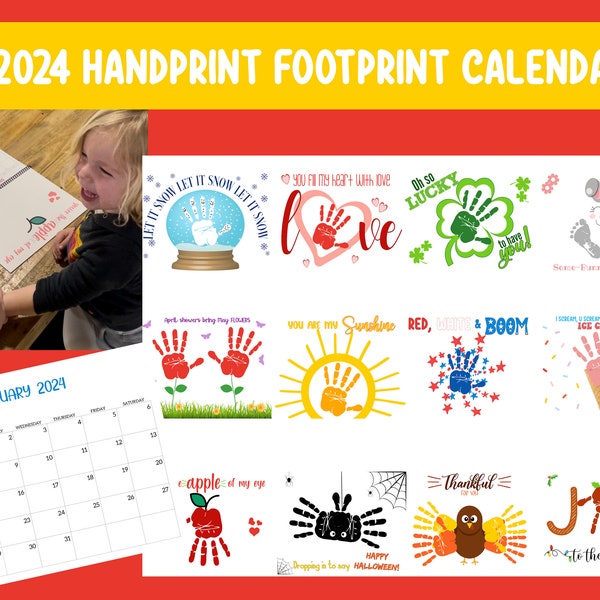Handprint Calendar 2024 Printable - Etsy