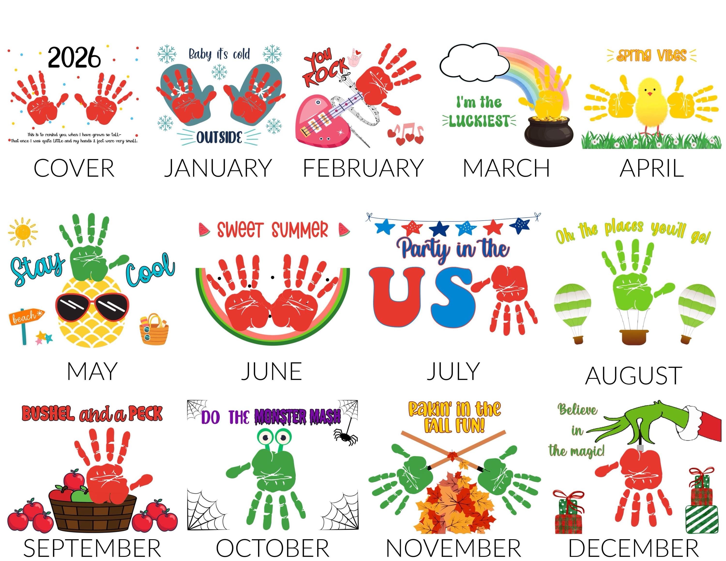 2026 Handprint Keepsake Calendar: Kids Craft, Grandparent Gift - Etsy