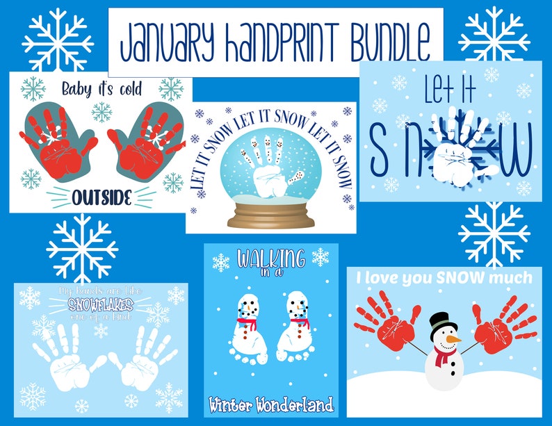 Winter Handprint Footprint Art Bundle/winter Handprint Craft/preschool ...