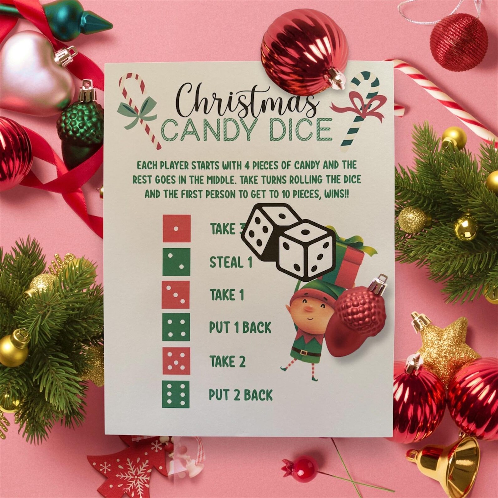 Christmas Candy Dice/christmas Game/christmas Family Game/christmas ...