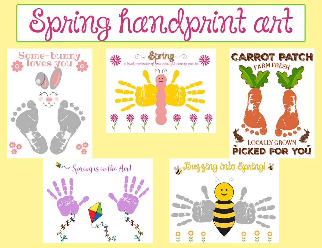 Springtime Handprint/footprint Printable Bundle/keepsake Memories ...