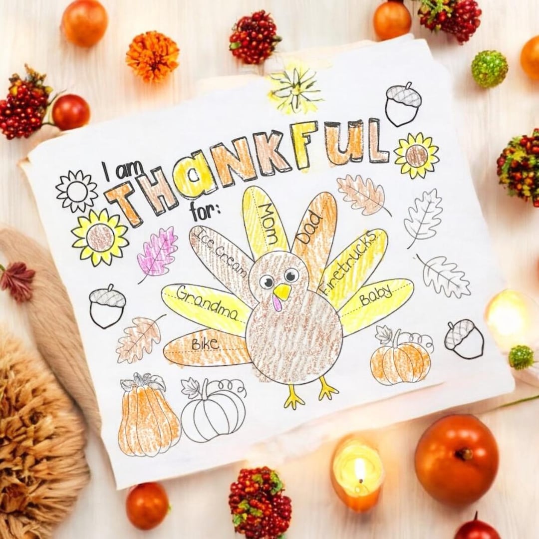 Fall Thanksgiving Coloring Placemats for Kids/coloring Thanksgiving ...