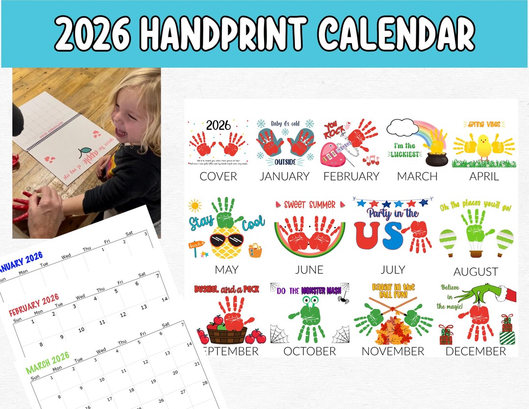2026 Handprint Calendar for Kids | Personalized Keepsake (digital ...