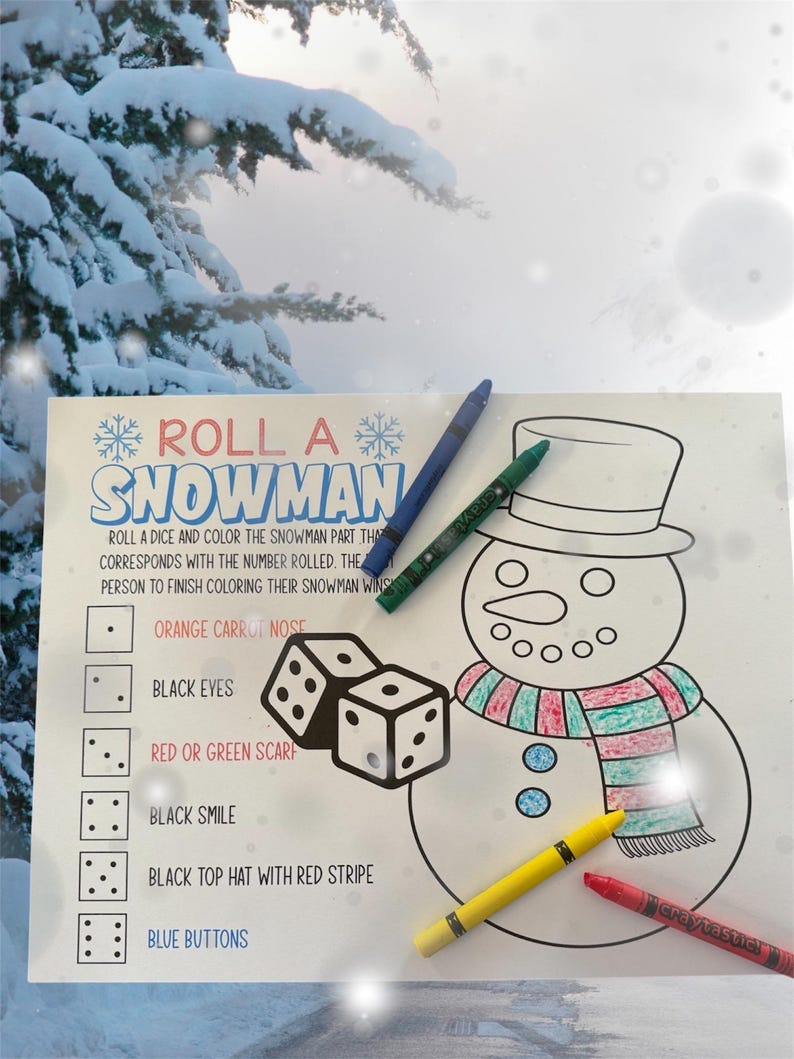 Roll a Snowman /dice Game / Winter Game/ January Game /new Years Game ...
