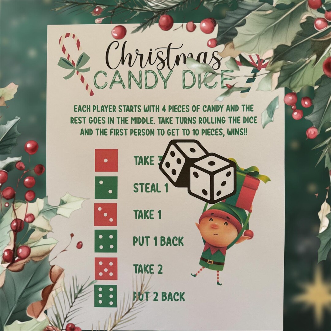 Christmas Candy Dice/christmas Game/christmas Family Game/christmas ...