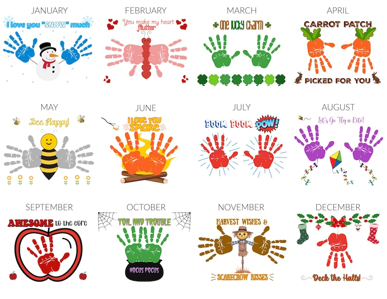 2025 Kids Handprint Calendar With Paint/keepsake/toddler Handprint ...