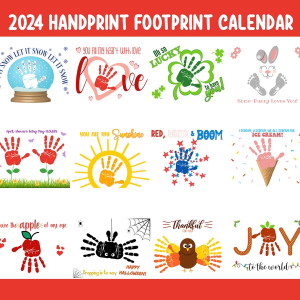 2024 Monthly Handprint Calendar - Etsy