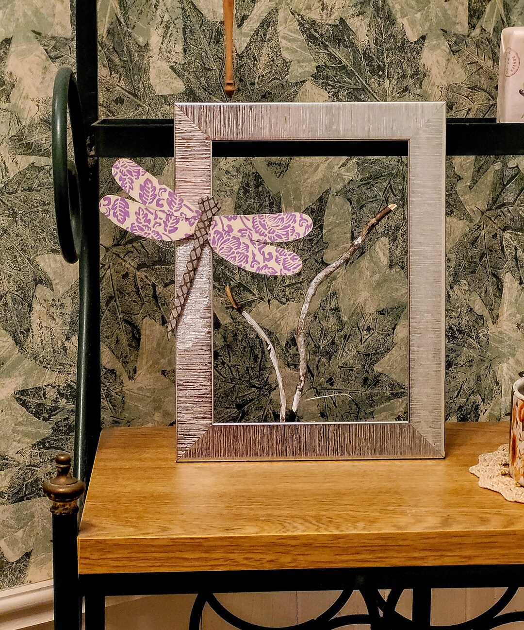 Lavender Floral Dragonfly on a Brushed Silver Painted Frame - Etsy