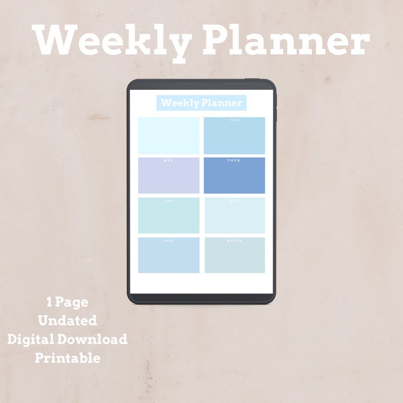 Digital Weekly Planner Printable Weekly Planner Easy to - Etsy