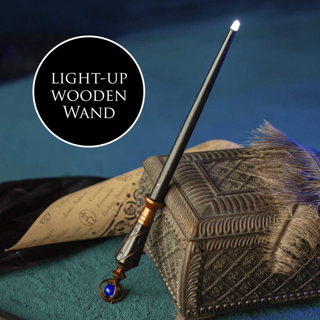 Celestial Dark Grey Light-up Wooden Wand: Cosplay Prop - Etsy