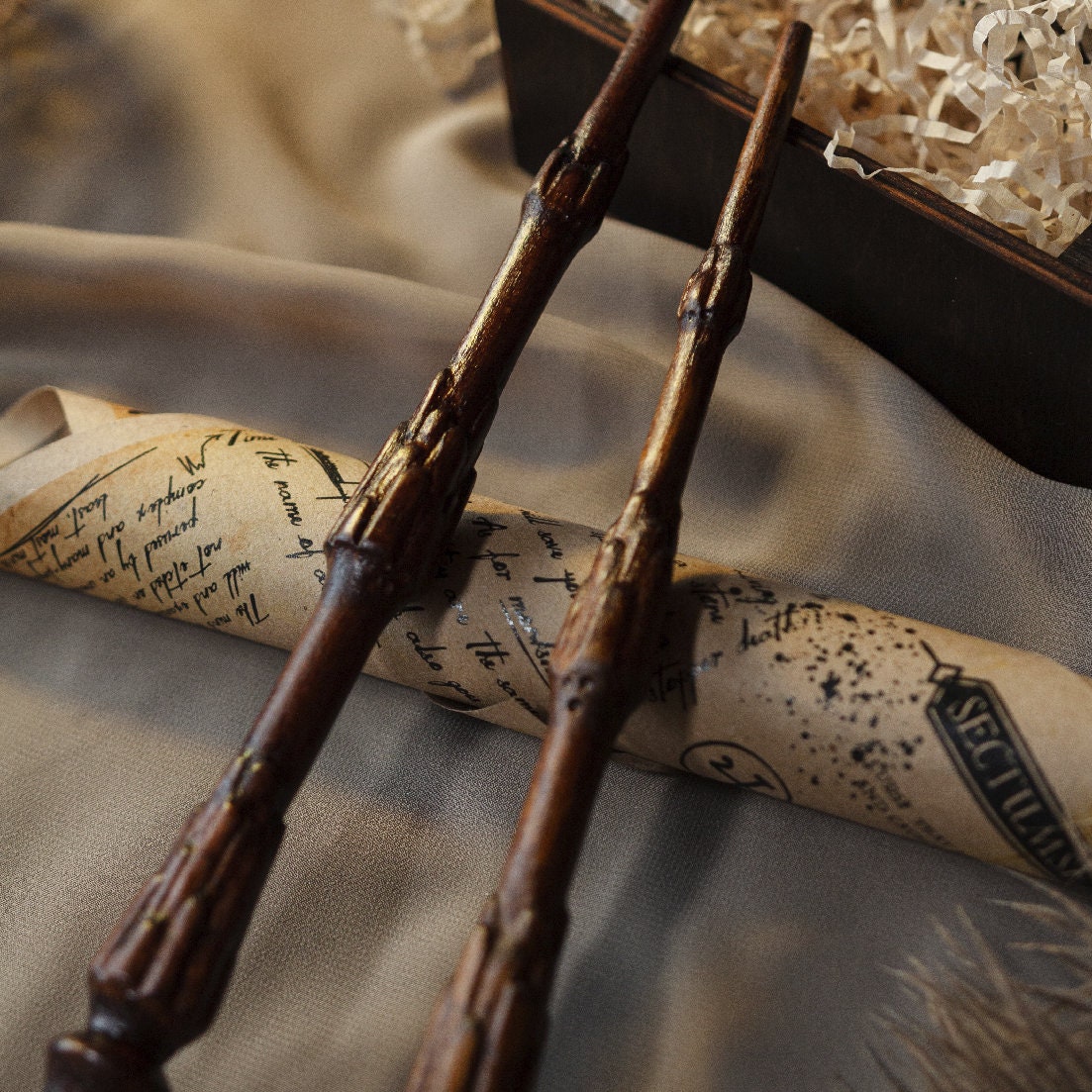 Custom Legacy Wooden Wand: Dark Brown and Honey Brown. Column - Etsy UK