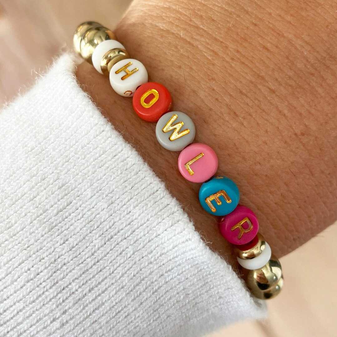 Gold Howler Bead Bracelet, Red Rising Bracelet, Fantasy Book Gift, Red ...