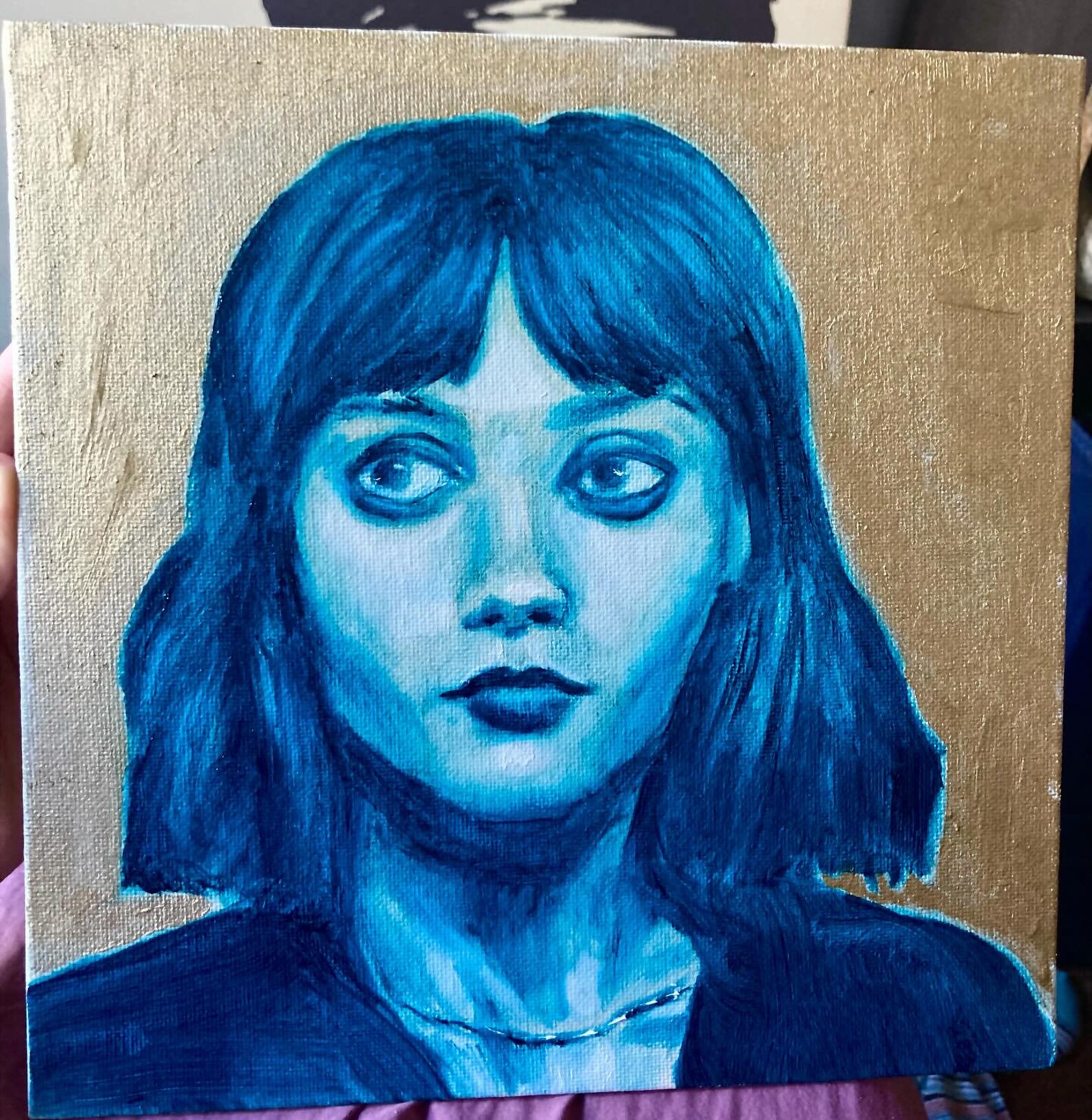 Blue and Gold Portrait - Original Artwork - Etsy
