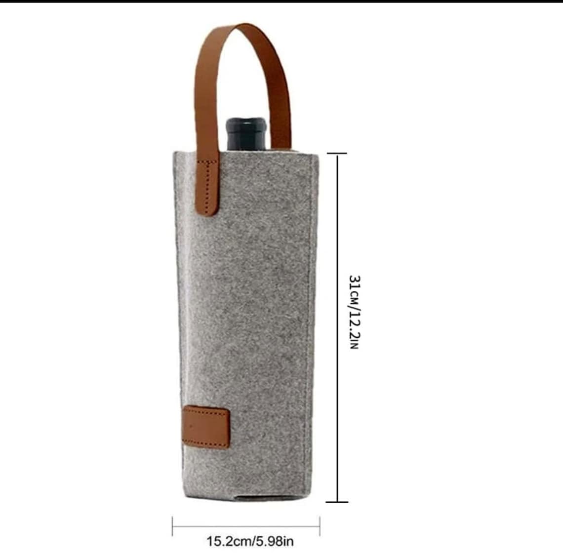 Set of 2 Luxury, Re-usable Felt Wine Bags With Leather Handle Detail - Etsy