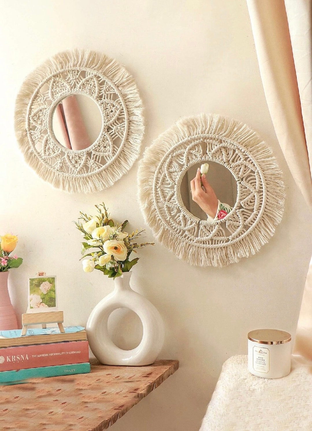 Set of 2 Beautiful Macrame Wall Hanging Mirrors - Etsy
