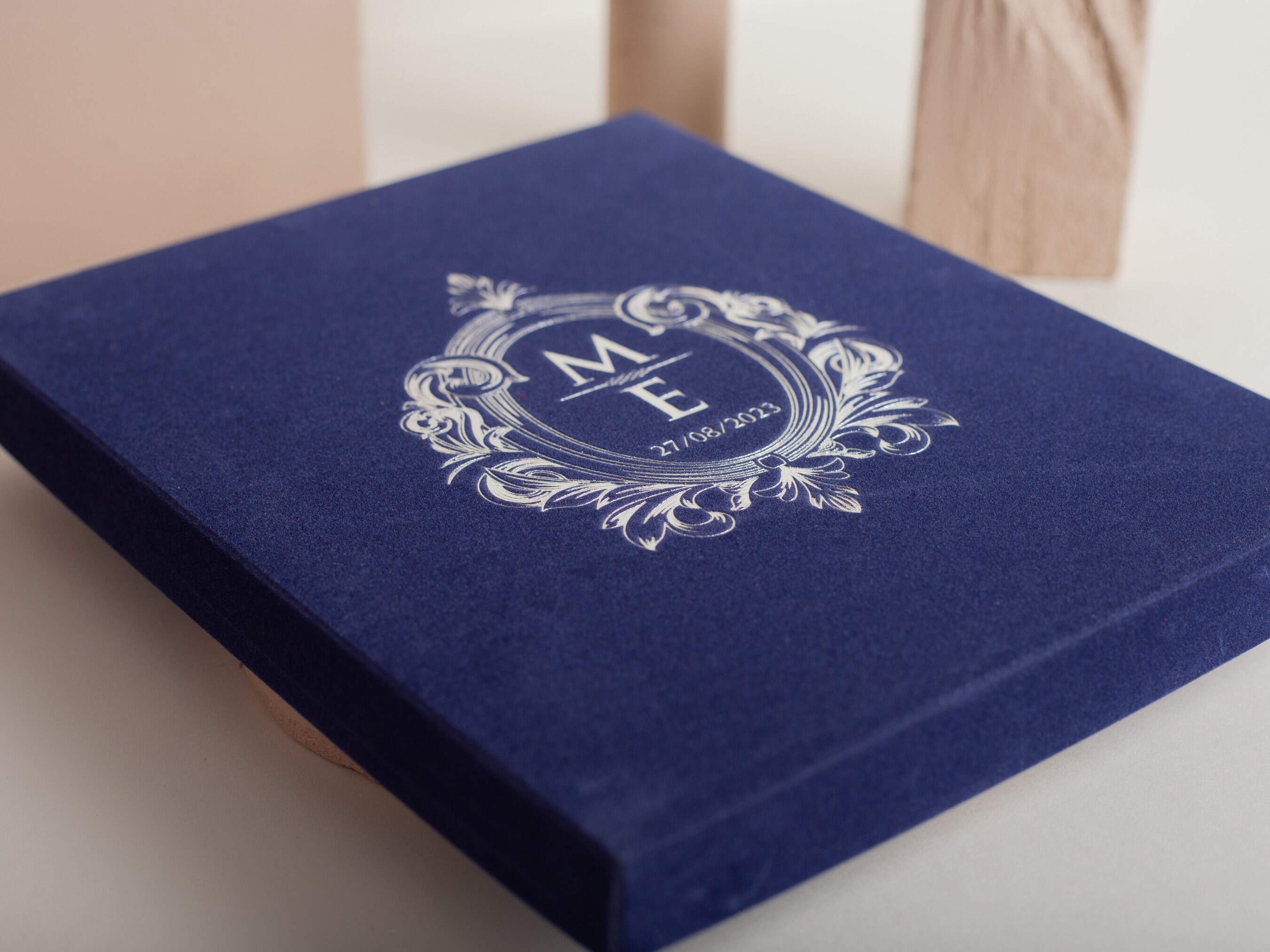 Blue Velvet Wedding Invitation in Elegant Boxes Unveil Luxury - Etsy