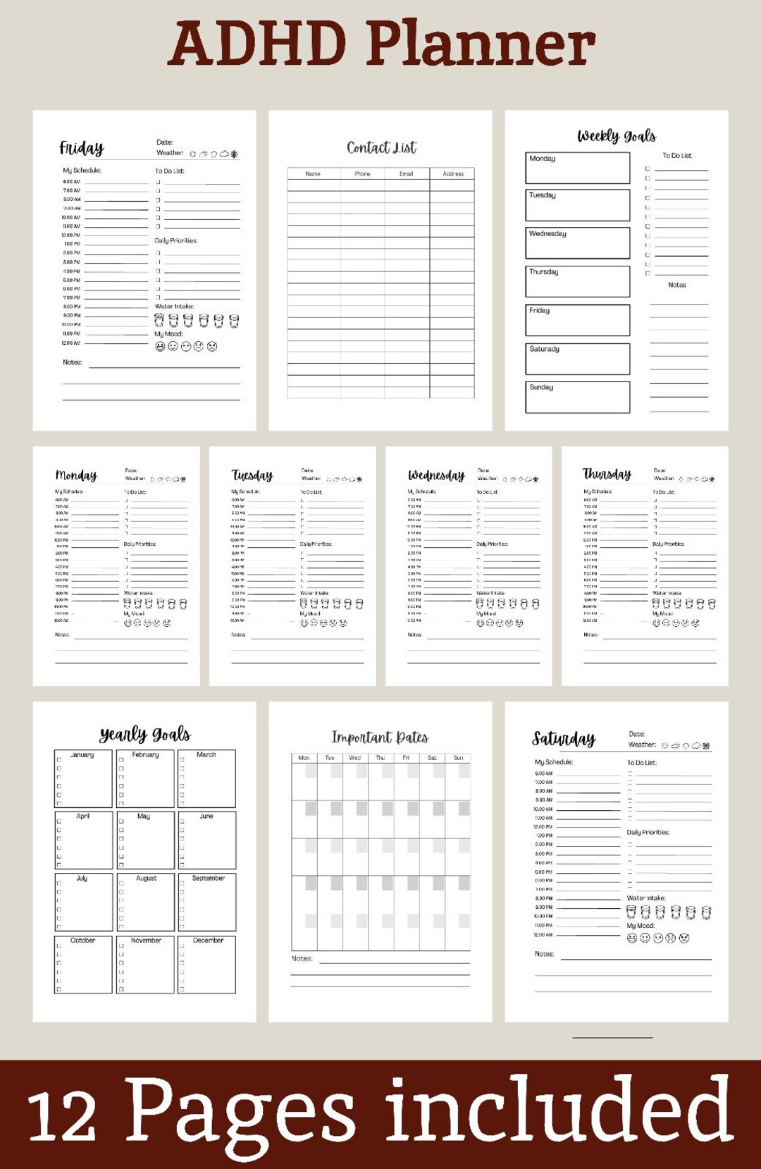 Adhd Planner for Adults: Customizable Adhd Workbook With Adhd to Do ...