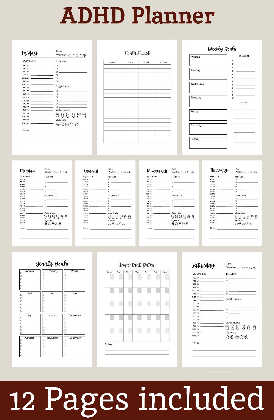 Adhd Planner for Adults: Customizable Adhd Workbook With Adhd to Do ...