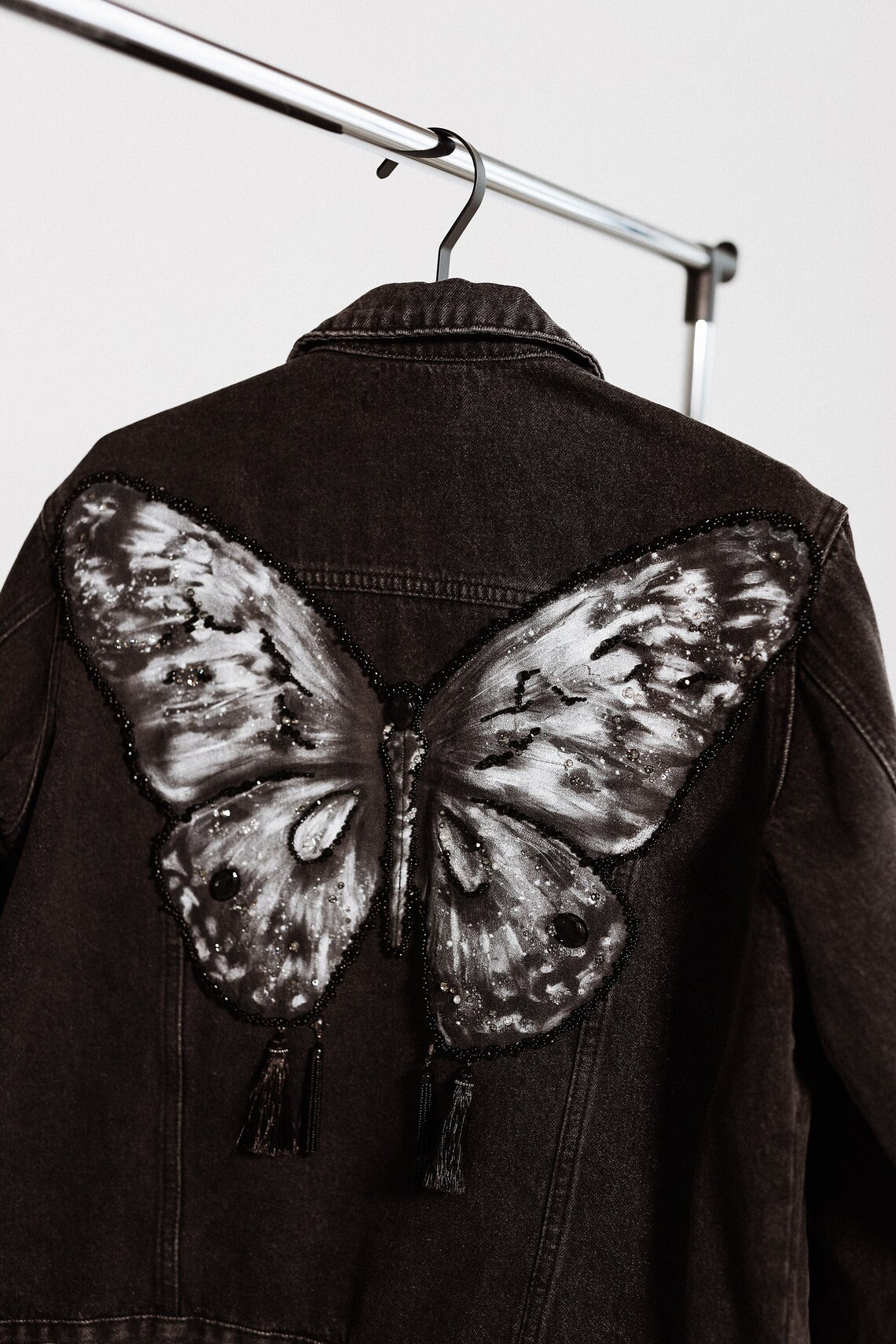 Women 3D Butterfly Oversized Denim Jacket,embellished With Swarovski ...