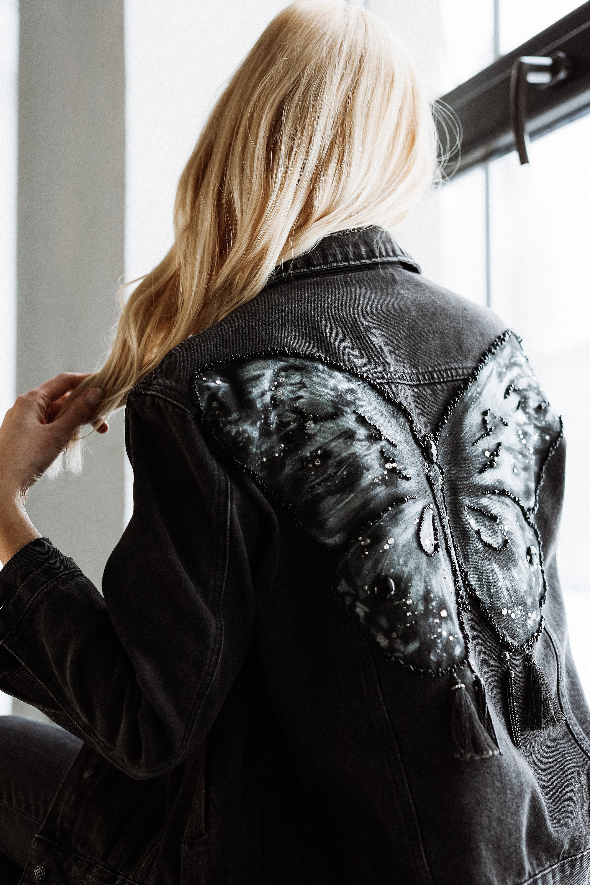 Women 3D Butterfly Oversized Denim Jacket,embellished With Swarovski ...
