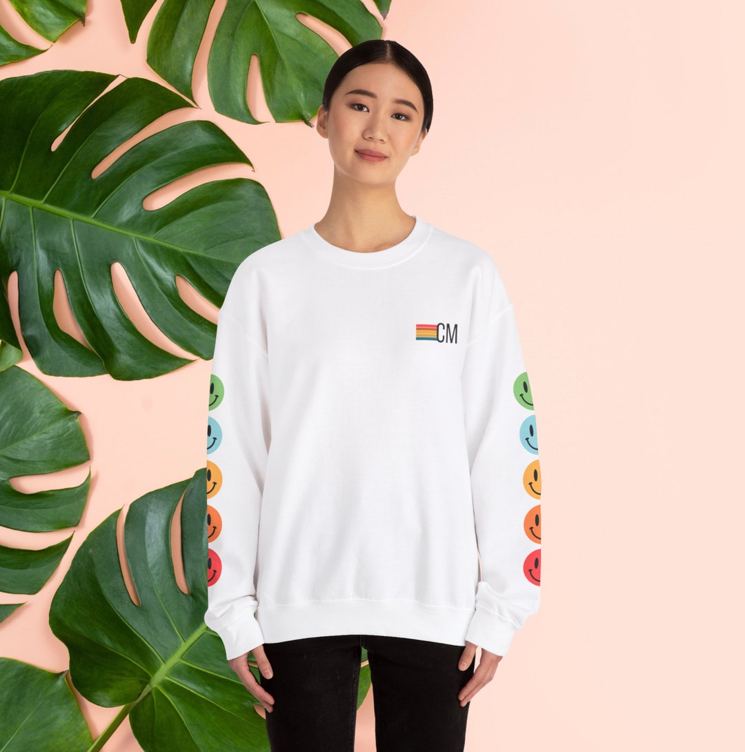 Personalized Retro Smiley Face Sweatshirt, Vintage Trendy Custom Name ...