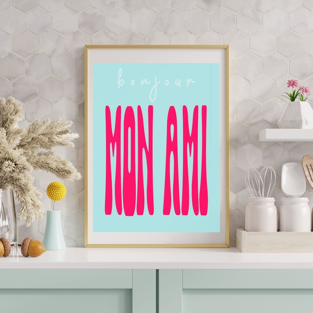Vintage Retro French Art Poster, Travel Paris Pink Art Print for ...