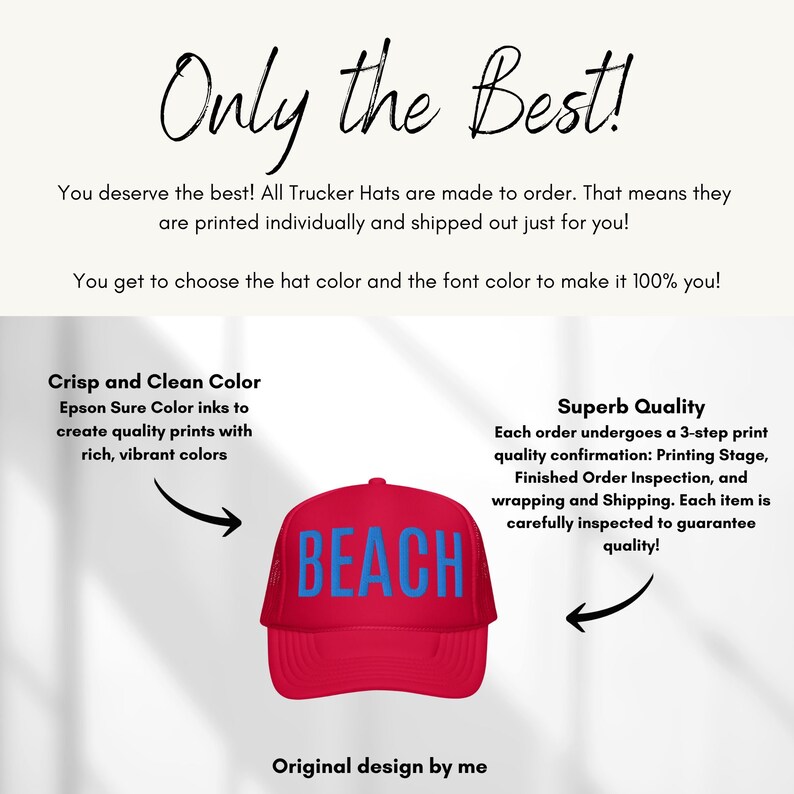 Custom Embroidered Beach Trucker Hat, Cute Summer Matching Girls ...