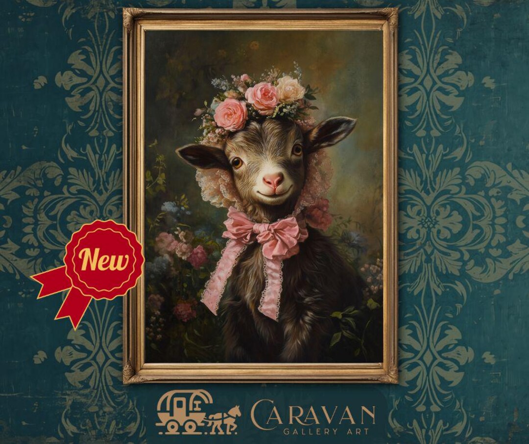 Victorian Farmhouse Goat Printable Wall Art, Vintage Nursery Decor for ...