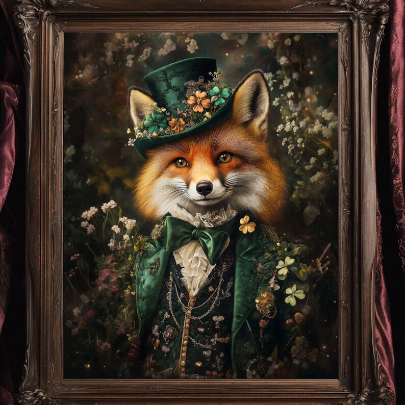 St. Patrick's Irish Fox Printable Wall Art- Irish Gifts for Dark ...
